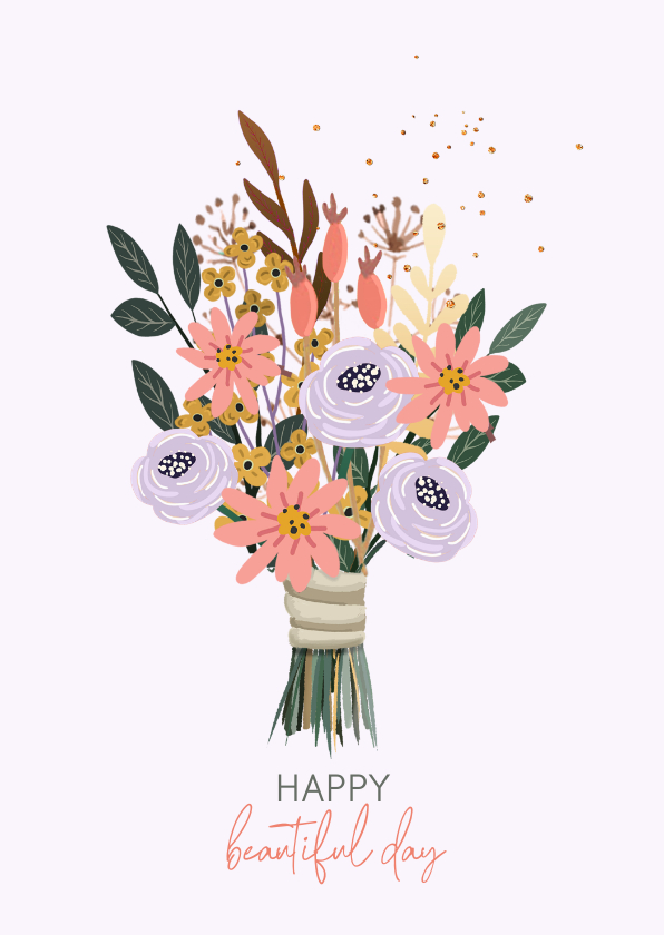 Bloemenkaart getekend boeket - Bloemenkaarten | Kaartje2go