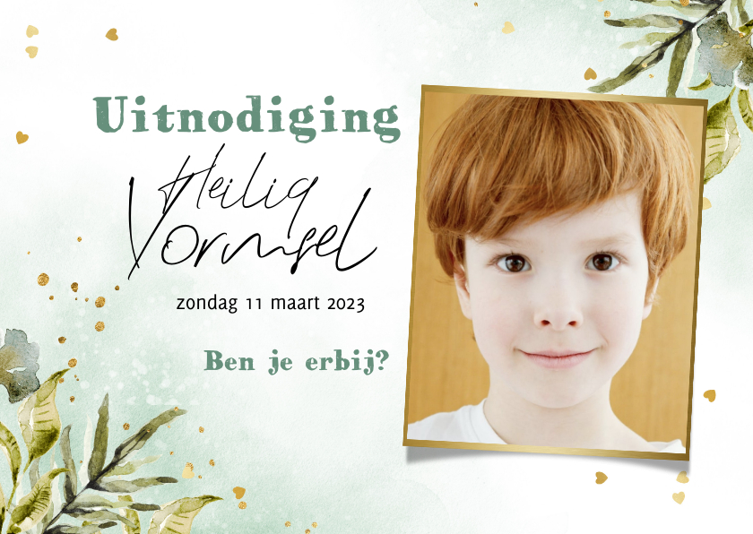 Stijlvolle uitnodiging vormsel botanische | Kaartje2go