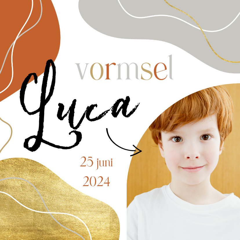 Uitnodiging vormsel foto abstracte vormen | Kaartje2go