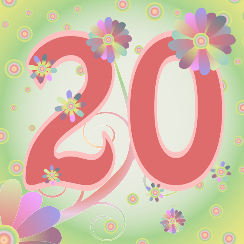 flowerpower-20jaar - Verjaardagskaarten - Kaartje2go