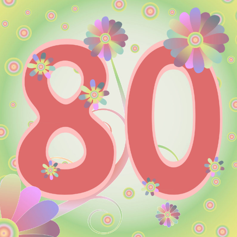 flowerpower-80jaar - Verjaardagskaarten - Kaartje2go