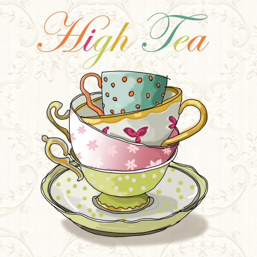 High tea illustratiekaart - Uitnodigingen - Kaartje2go