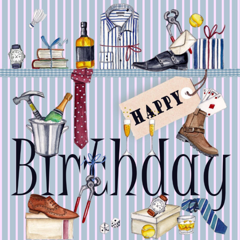 Jarig Man Stoer Schoen Champagne Jongen - Verjaardagskaarten - Kaartje2go