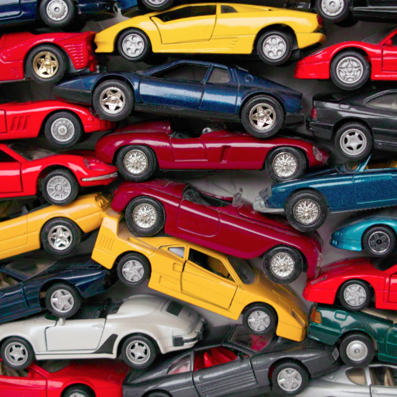 stapel autootjes vierkant - Verjaardagskaarten - Kaartje2go