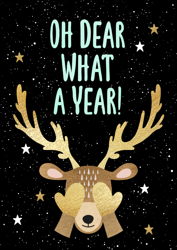 Grappige kerstkaart hert Oh my dear | Kaartje2go