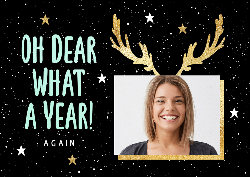 Grappige kerstkaart met foto en gewei van een | Kaartje2go