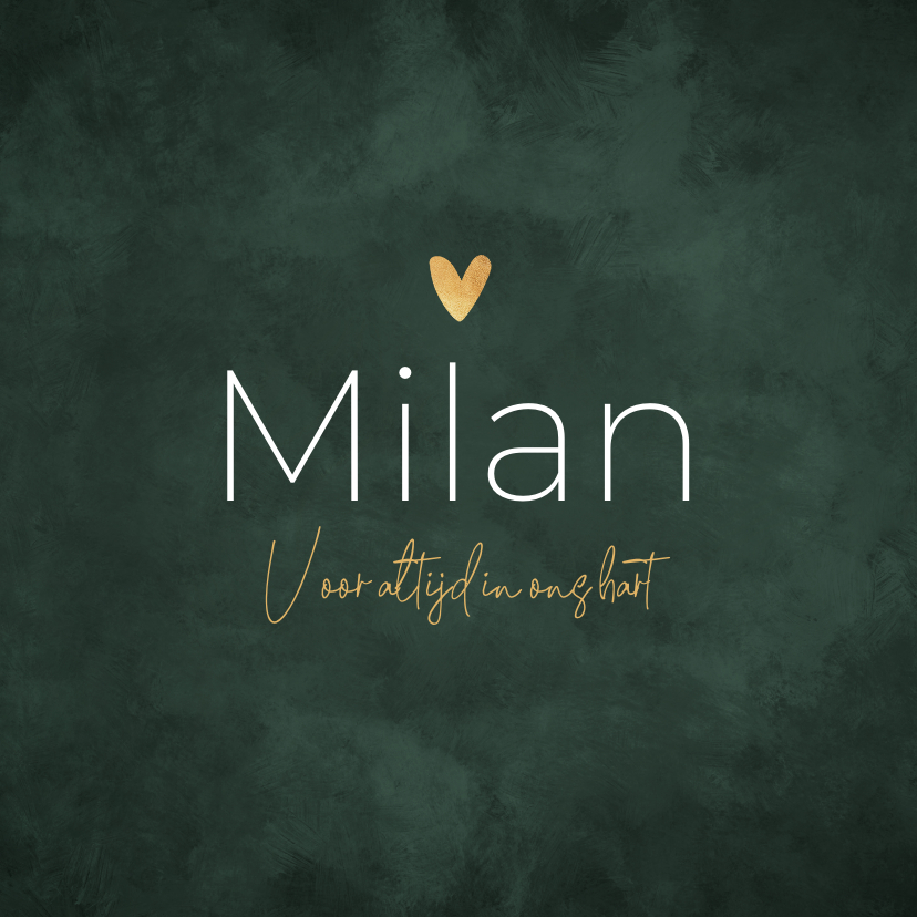 Rouwkaart kind stijlvol minimalistisch groen | Kaartje2go