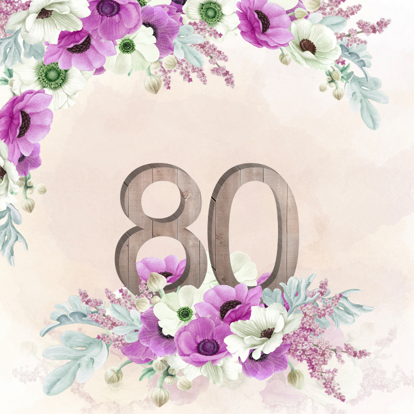 Uitnodiging 80 jaar anemonen - Uitnodigingen - Kaartje2go Uitnodiging 80 jaar anemonen - Uitnodigingen - Kaartje2go