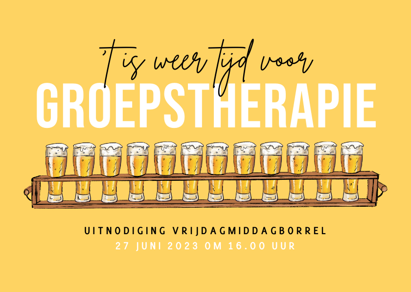Uitnodigingskaart borrel feestje groepstherapie | Kaartje2go