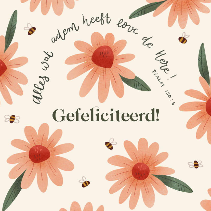 Christelijke Verjaardagskaart Bloemen Kaartje2go