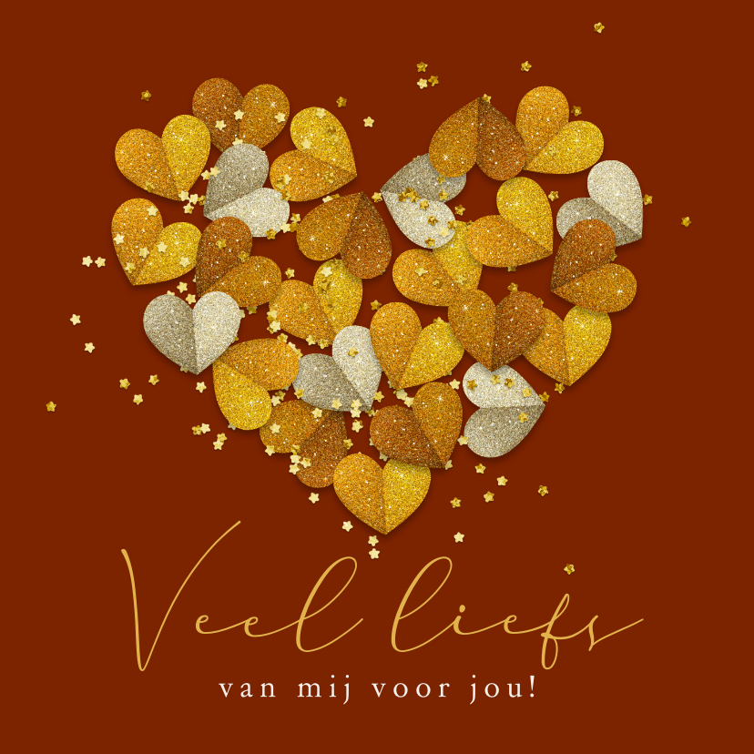 Wenskaart Veel Liefs Hartjes Glitter Zomaar Kaartje2go